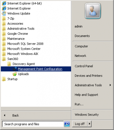 Start Management Point Configuration Tool - Sam360